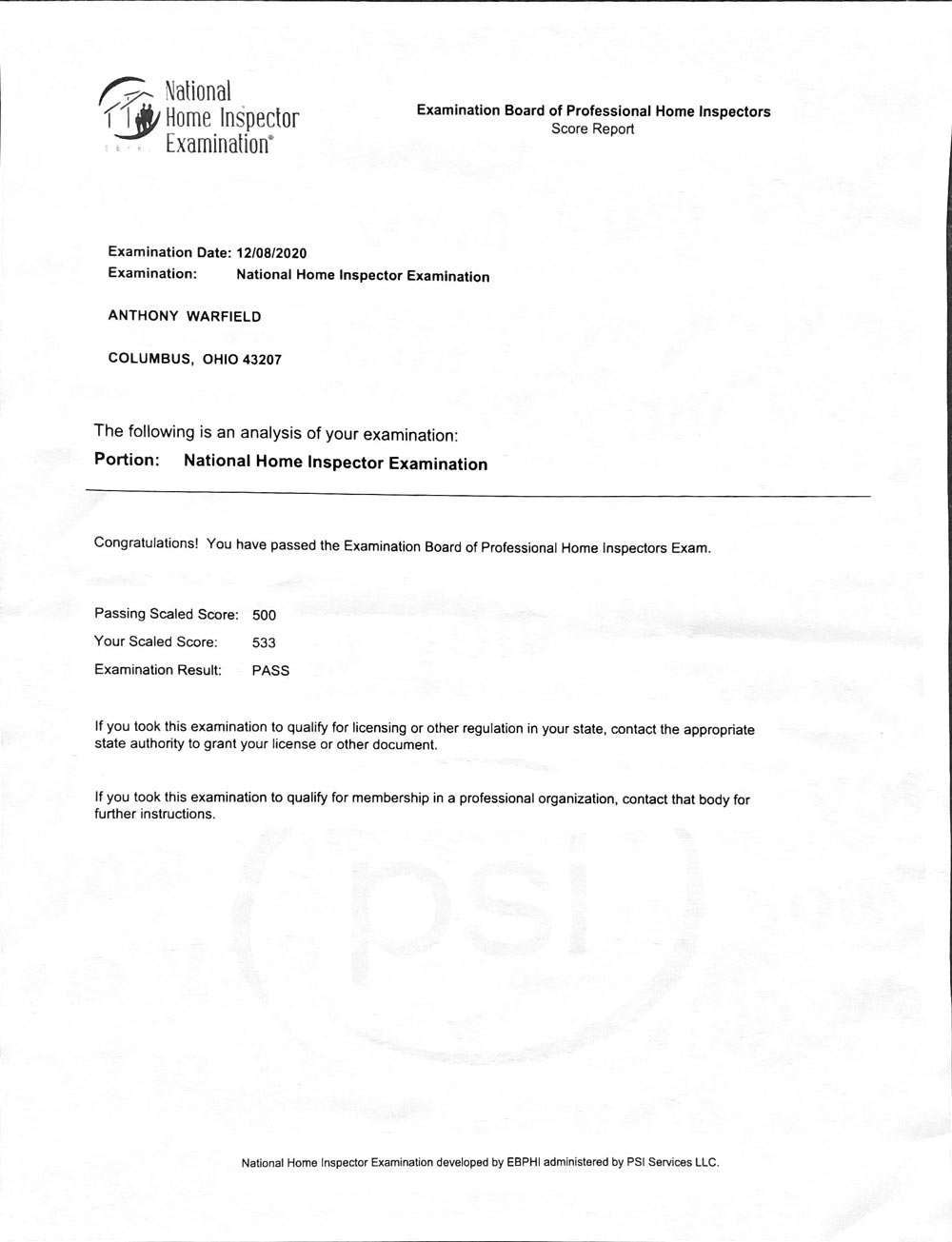 Psi Home Inspection Exam - Homemade Ftempo